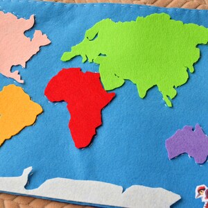 Felt World Map With 48 Animals Play Mat Set Continents Educational ...