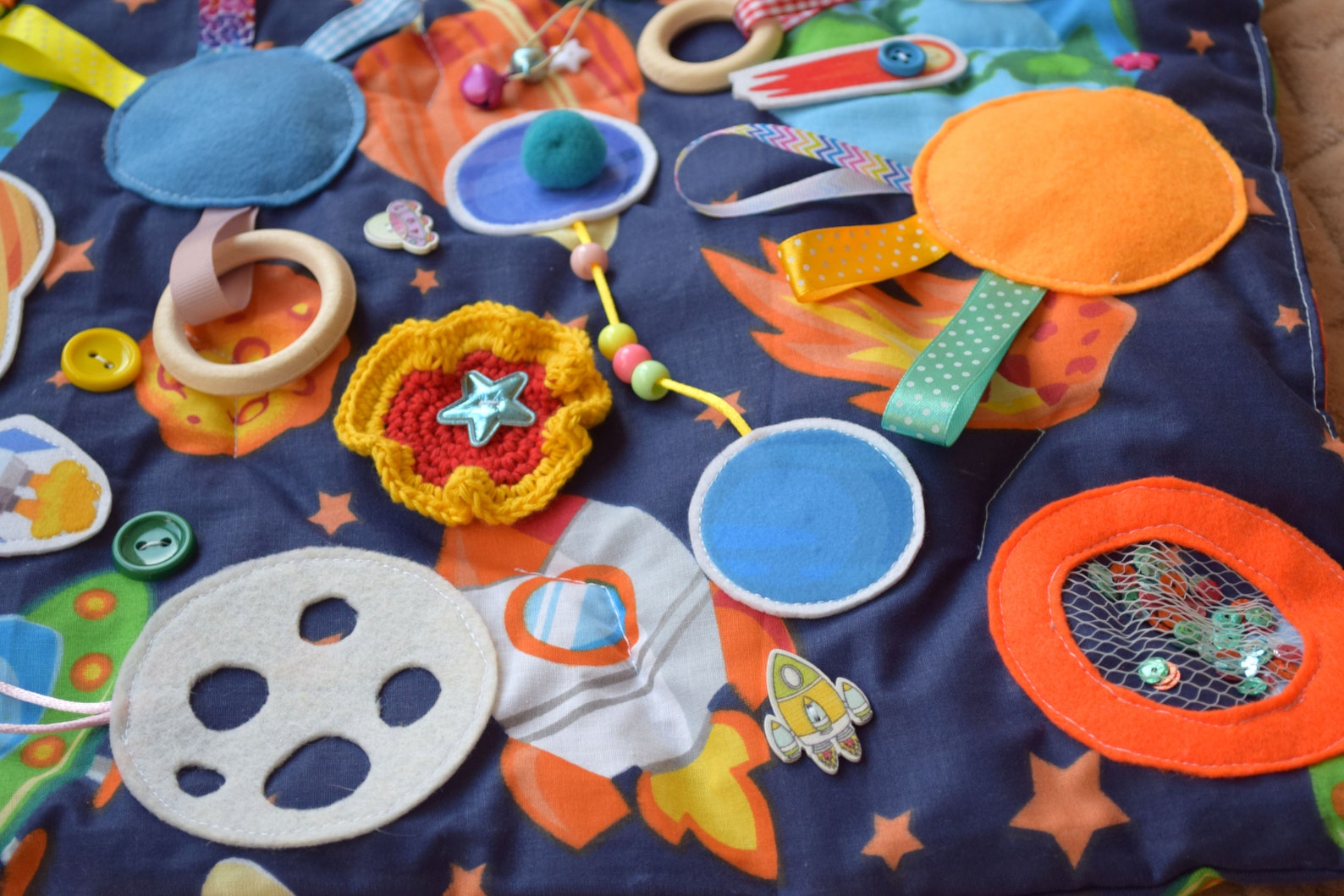 Galaxy Play Mat Sensory Blanket Quite Book Fidget Toy Baby Activity ...