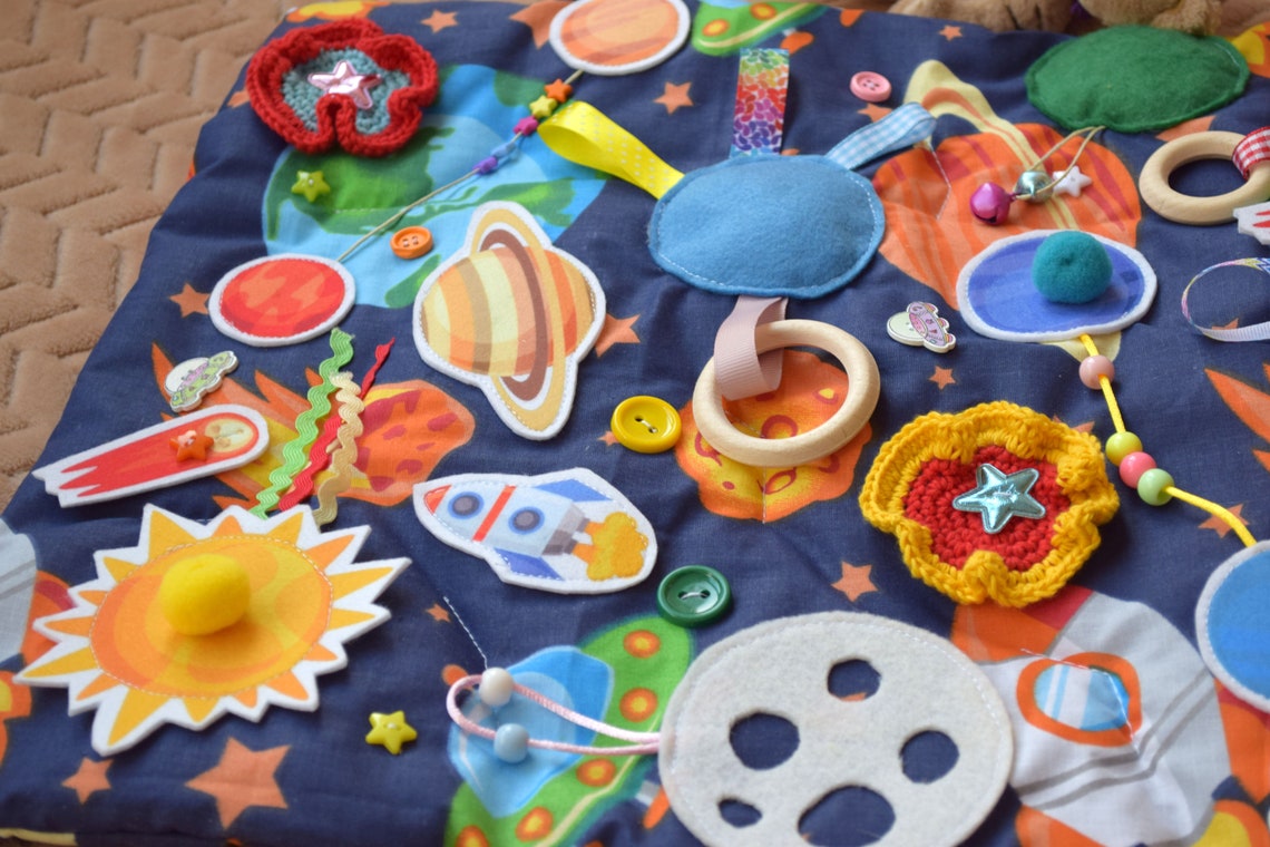 Galaxy Play Mat Sensory Blanket Quite Book Fidget Toy Baby Activity ...
