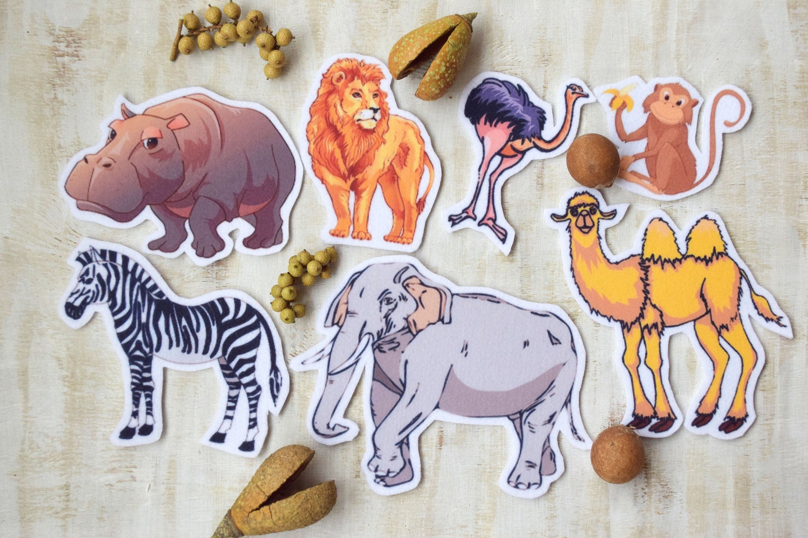 African Felt Board Wild Animals Flannel Kids Play Preschool Teacher ...