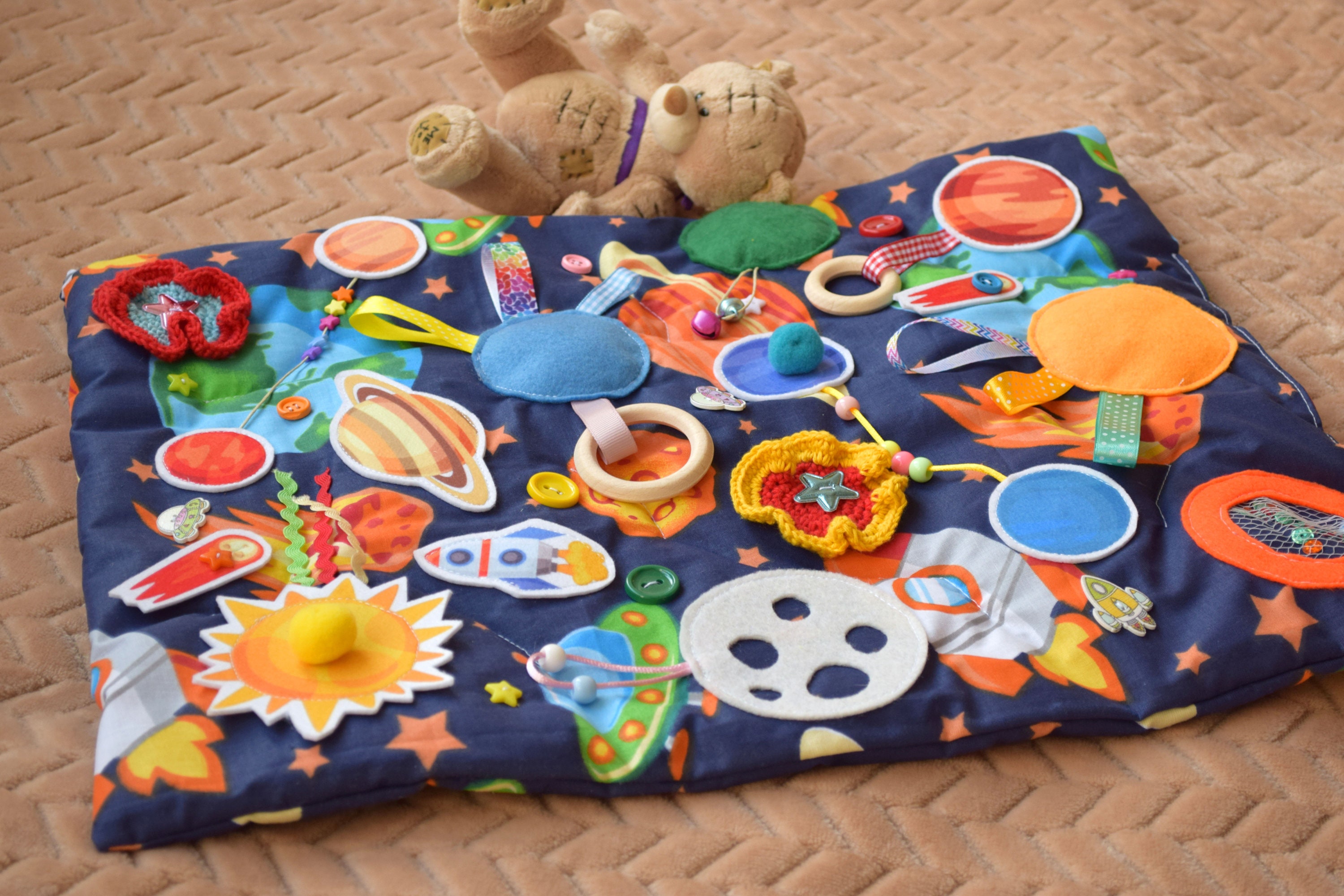 Galaxy Play Mat Sensory Blanket Quite Book Fidget Toy Baby Activity ...