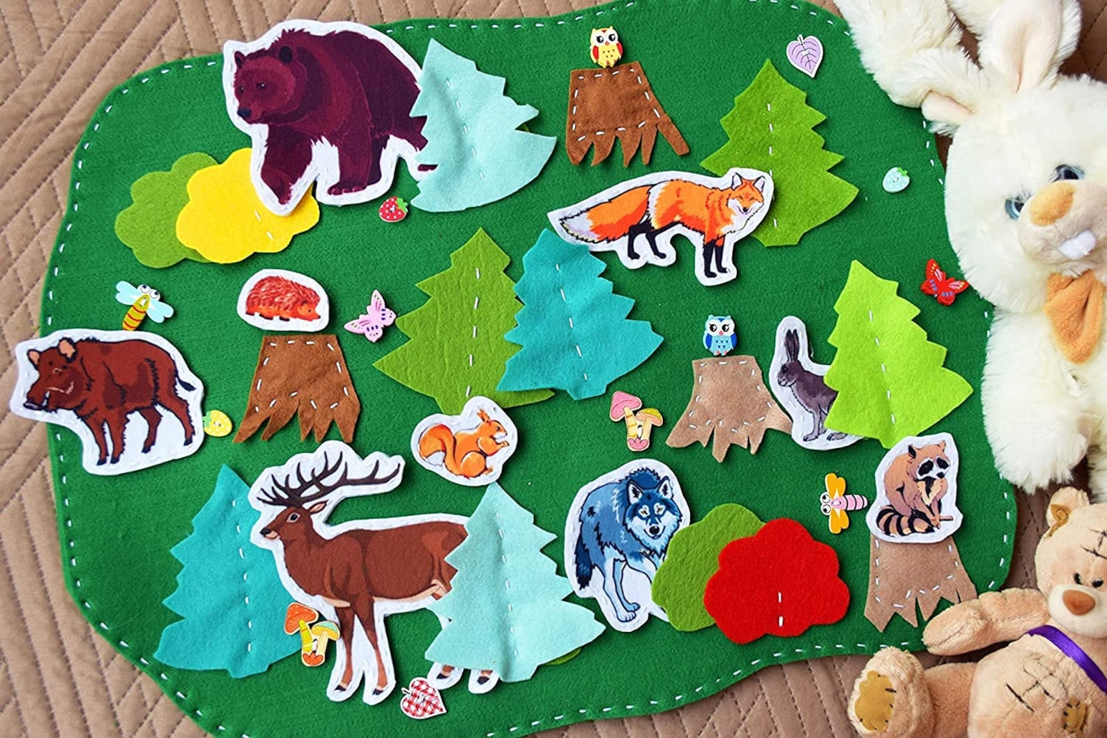 Wild Animal Play Mat Waldorf Inspired Pretend Play Felt Playscape ...