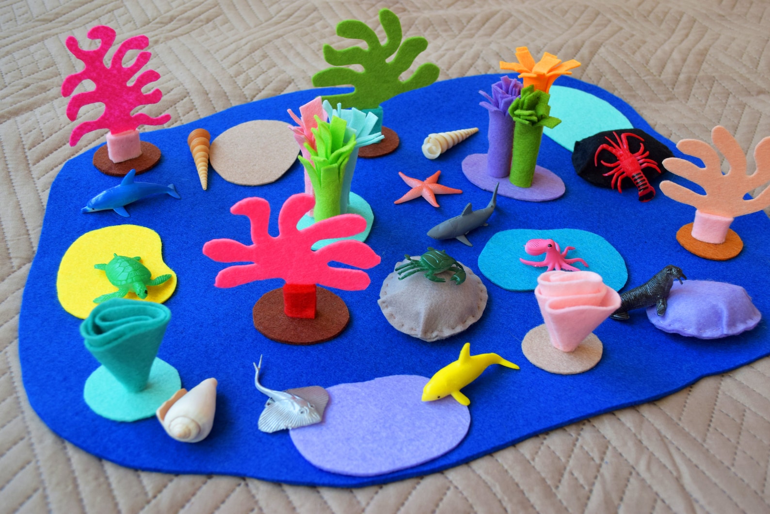 Ocean Play Mat Sea Coral Reef Kids Playscape Toy Felt Preschool ...