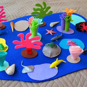 Ocean Play Mat Sea Coral Reef Kids Playscape Toy Felt Preschool ...