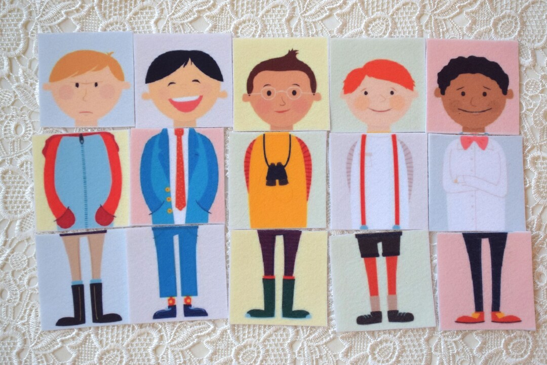 Paper Dolls Felt Board Learning Flannel Set Boys Matching Game Sorting ...