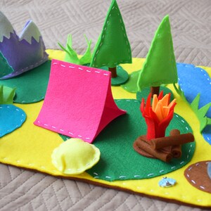 Camping Felt Play Mat Small World Kids Set Pretend Play Travel ...
