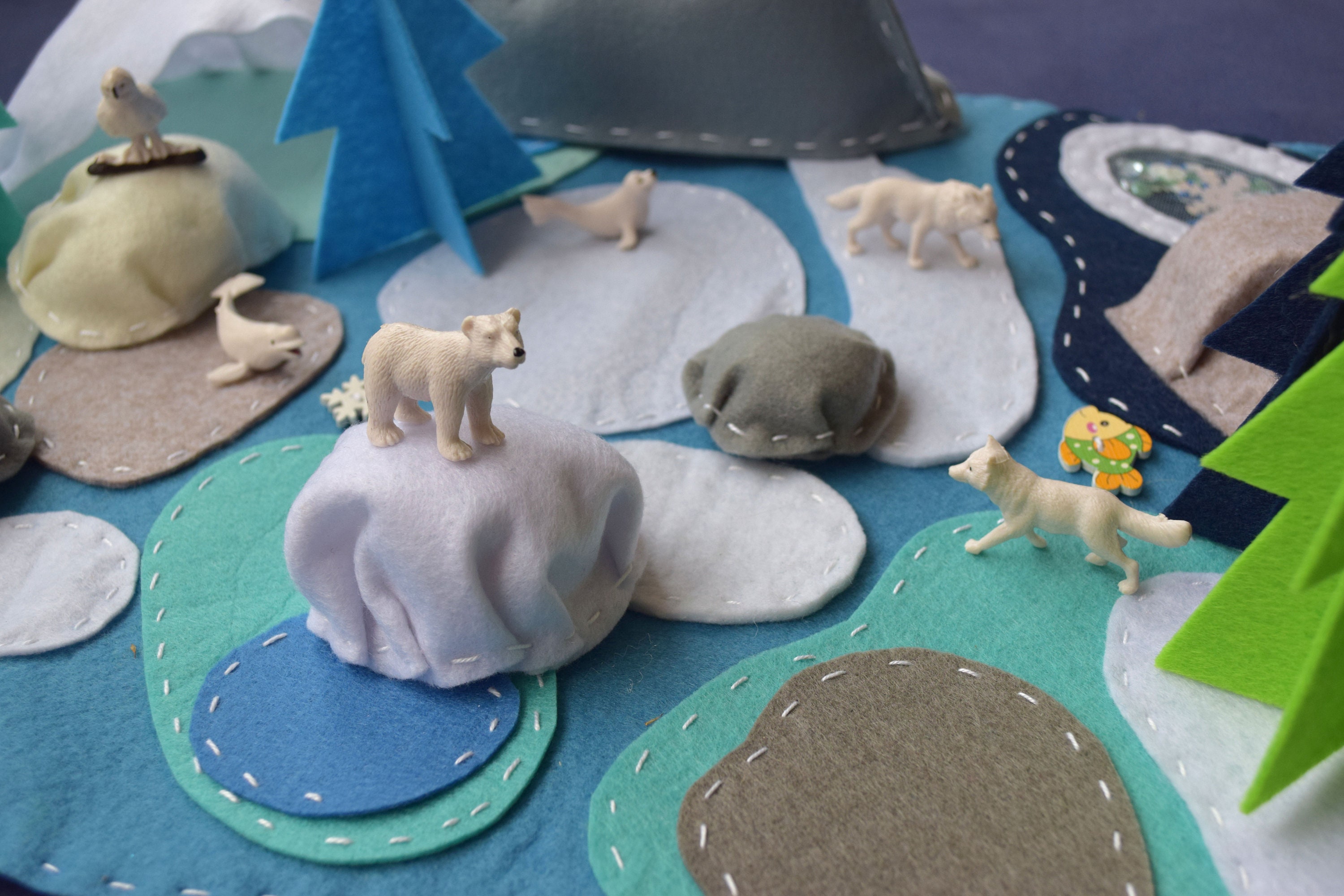 Arctic Play Mat Felt Christmas Small World Set Kids Gift Waldorf Play ...