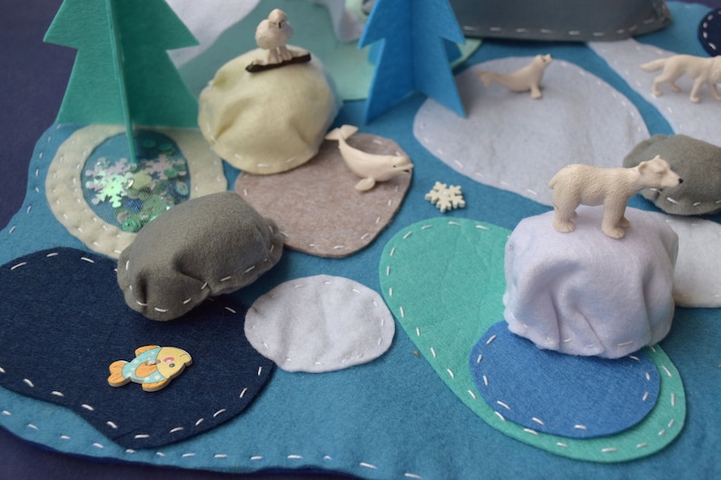Arctic Play Mat Felt Christmas Small World Set Kids Gift Waldorf Play ...