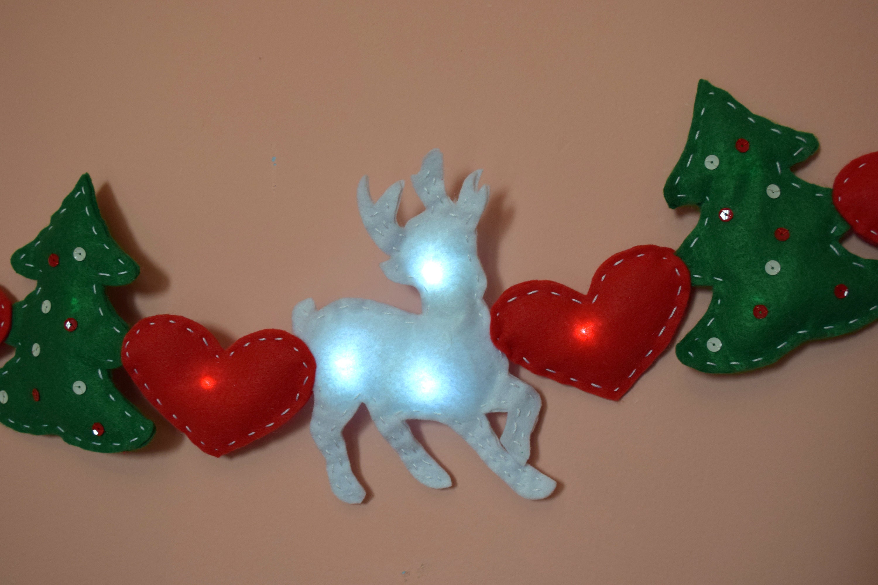 Christmas Deer Garland Fairy Lights Woodland Baby Room LED String ...