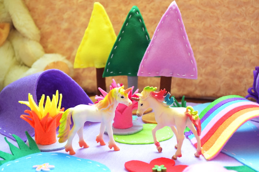Unicorn Felt Play Mat Montessori Playscape Fairy Land Story Telling ...