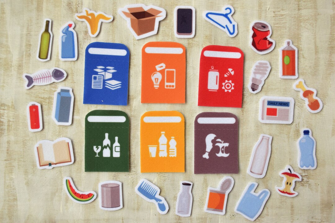 Trash Sorting Felt Board Flannel Educational Preschool Teacher Resource ...