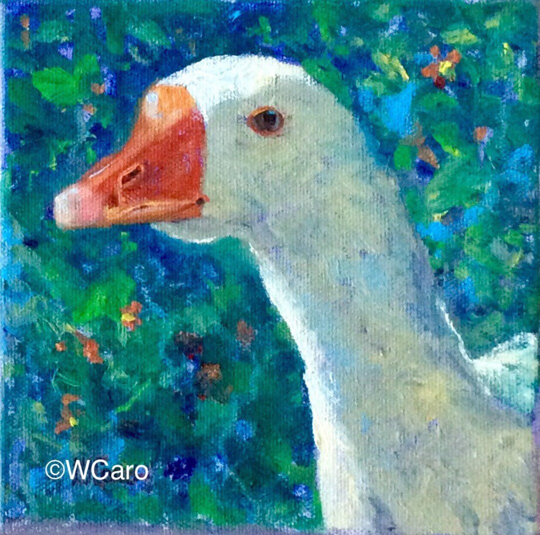 Goose Original Oil on Canvas, Square Format, Stretched Canvas 6x6 ...