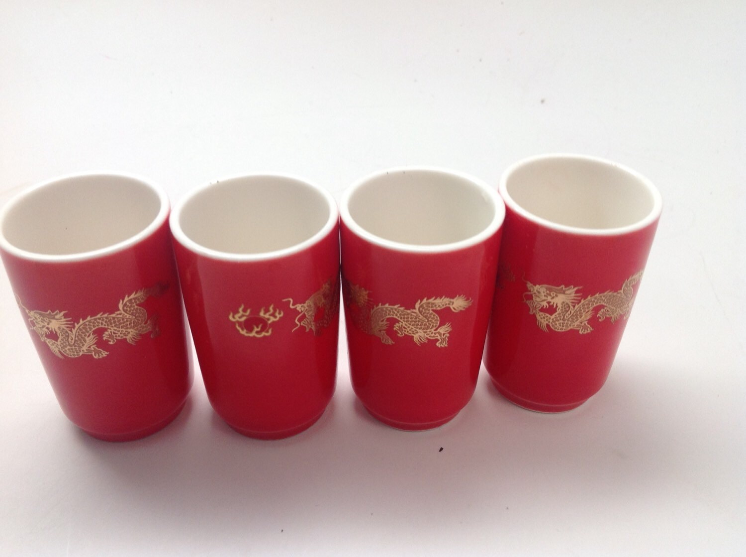 Chinese Tea Tasting Cups Red Dragon Beautiful Cups Mathcing | Etsy