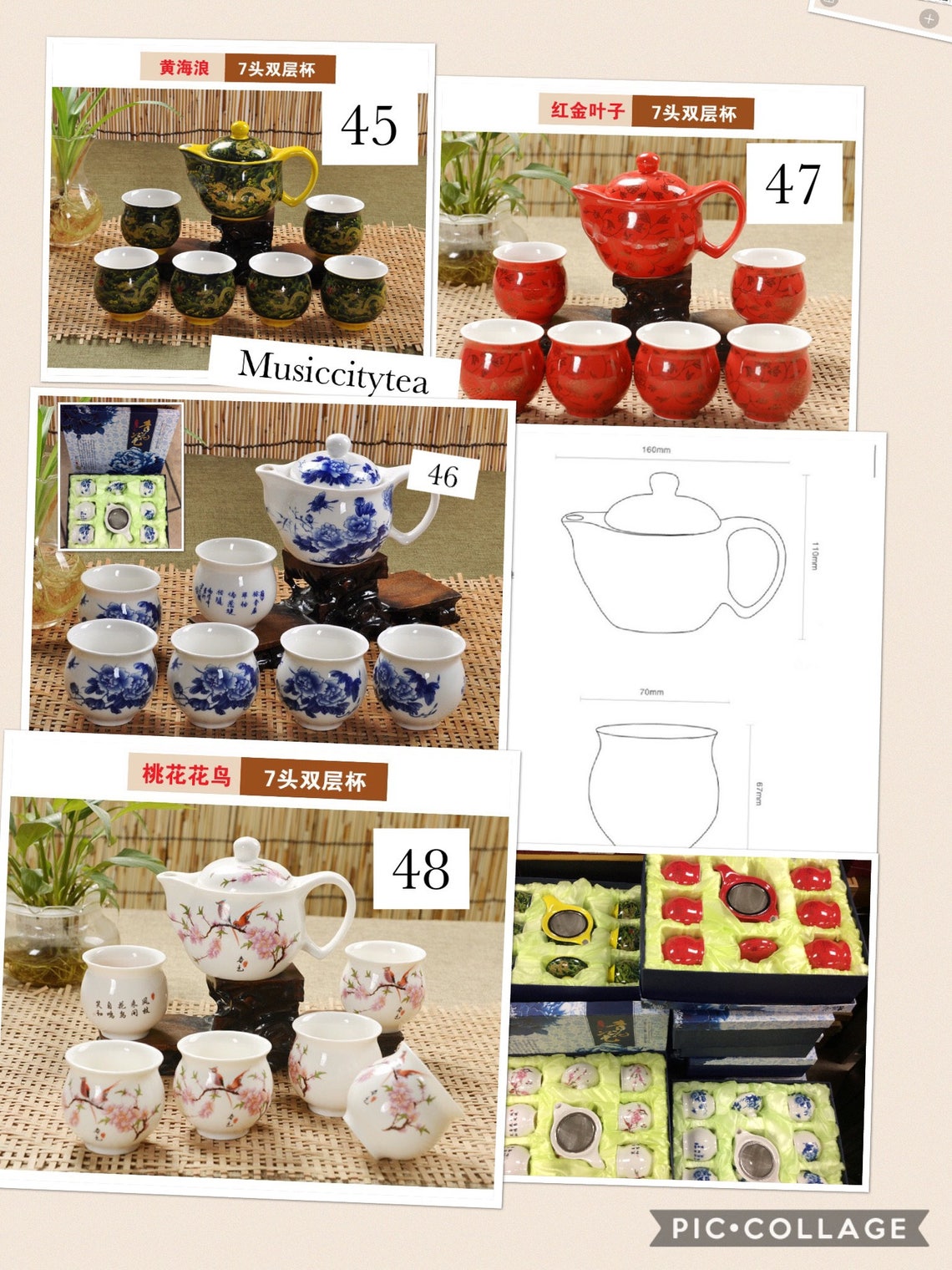 Fancy Tea Set With Tea Pot 12oz and With 6 Tea Cups Are 4oz - Etsy