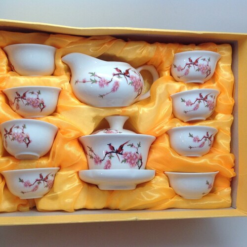 Gaiwan Bird Flower Tea Set hand Painted With a Fancy Gift - Etsy