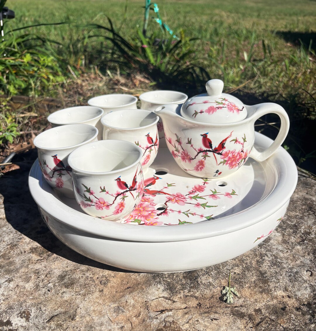 Double Wall Bird Tea Set With Tea Tray - Etsy