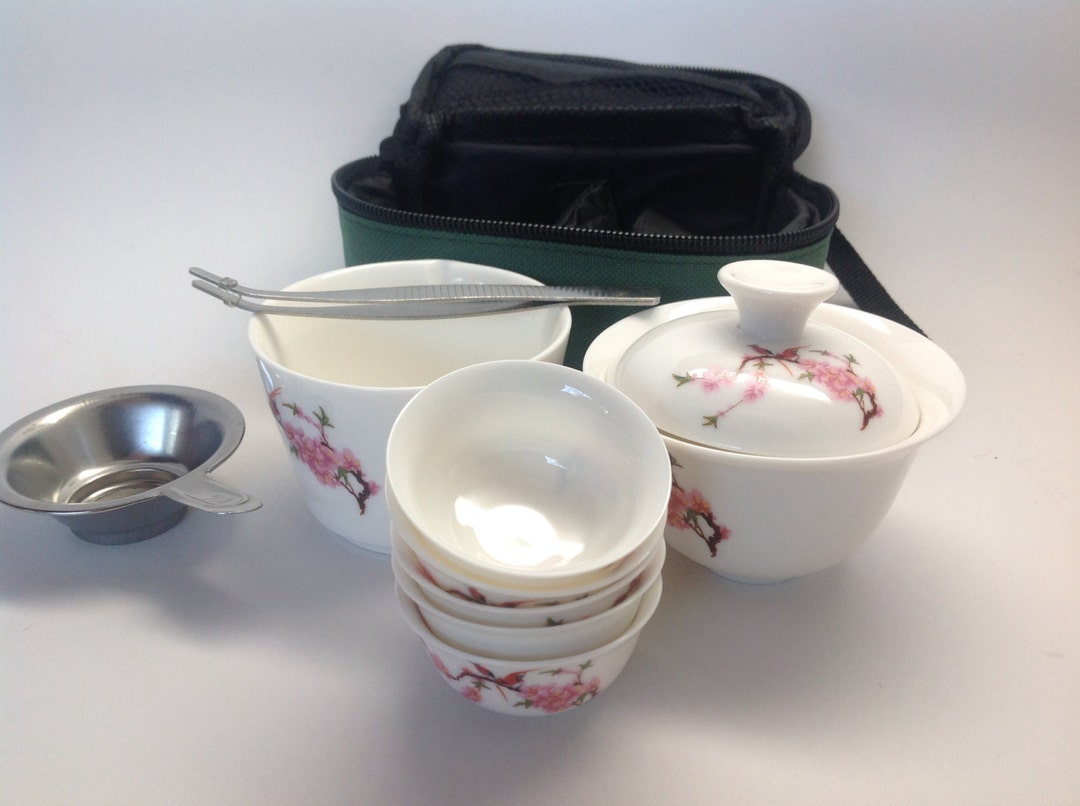 Travel Gong Fu Chinese Tea Set Bird Flower - Etsy