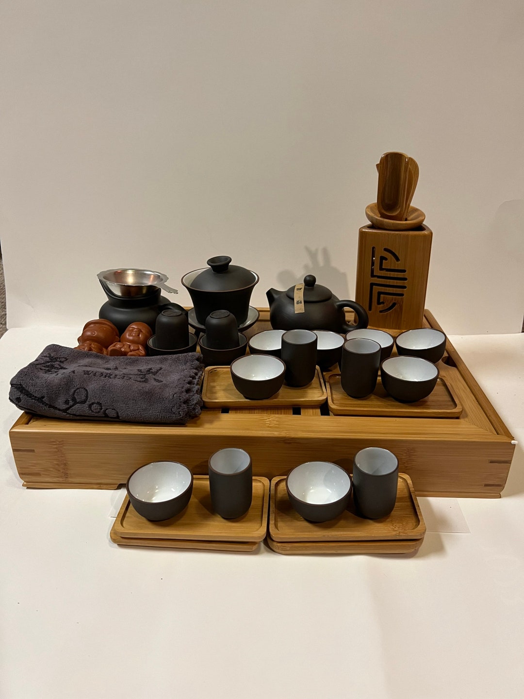 Yixing Tea Set With Large Bamboo Tea Tray 28pcs Large Set 149 - Etsy