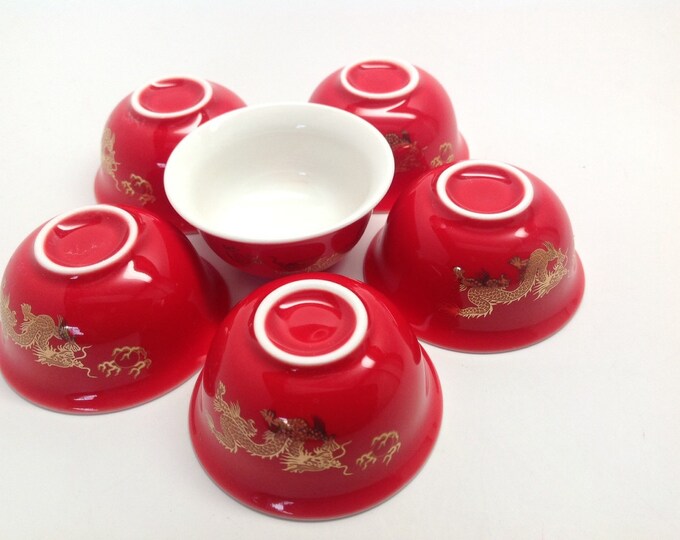 Chinese Tea Tasting Cups Red Dragon Beautiful Cups Mathcing Any of Your ...