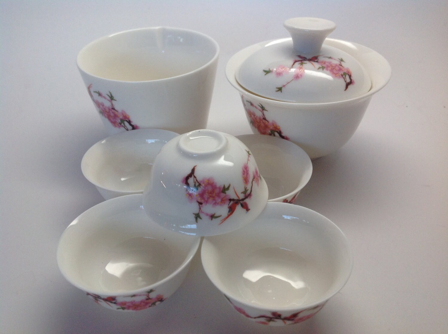 Travel Gong Fu Chinese Tea Set Bird Flower - Etsy