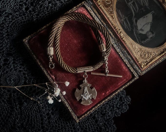 Masonic Victorian Hair Pocket Watch Chain W/fob, Hair Work, Bracelet ...