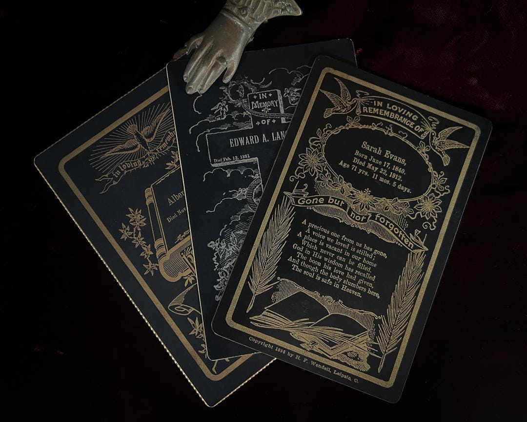 Victorian Funeral Card, Assortment, Memento Mori, Antique Remembrance ...