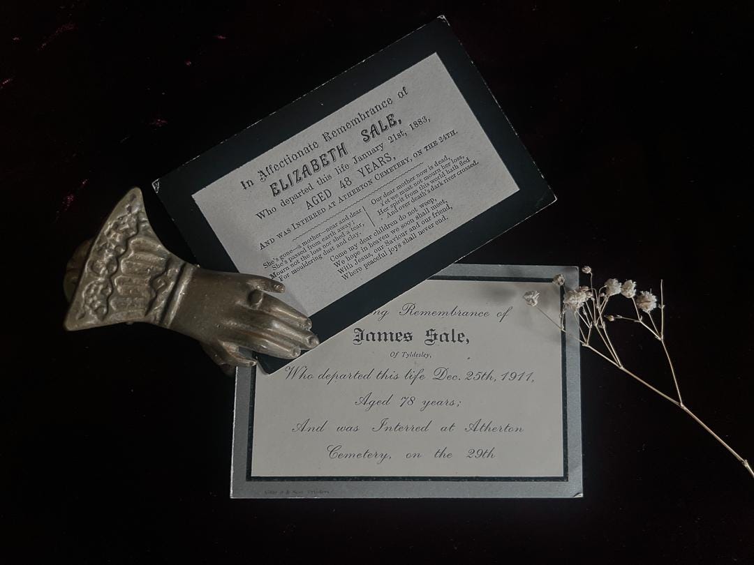 Victorian Memorial Card Pair, Memento Mori, Mourning, Death ...