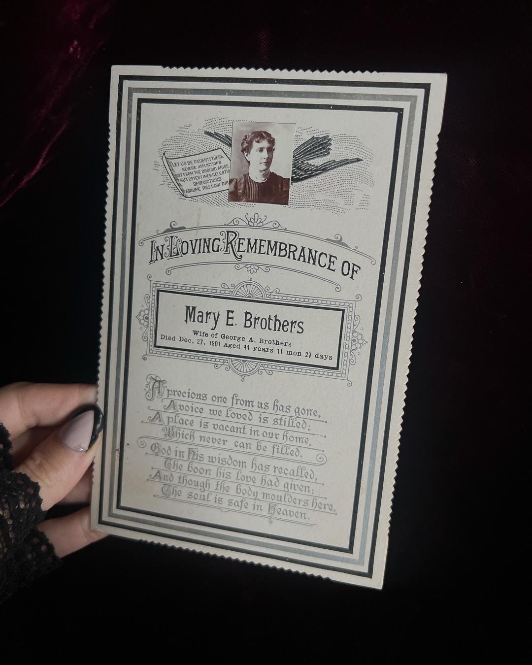 Victorian Funeral Card W/photo, Remembrance Card, in Memoriam, Memento ...