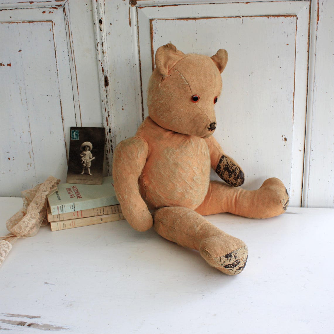 Large Old English Threadbare Teddy Bear 23" , Jointed Mohair - Etsy