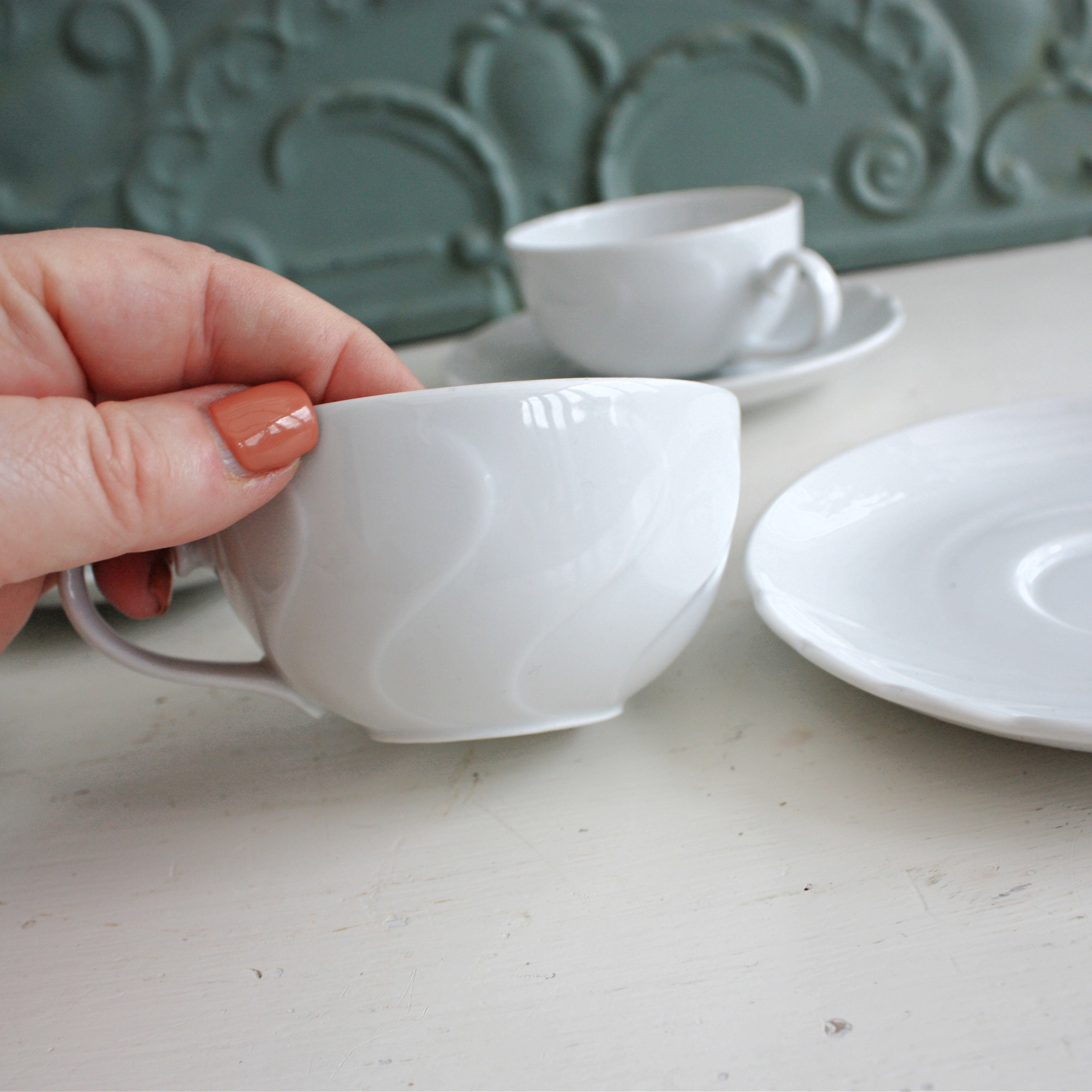 Four White Porcelain Coffee Cups Porcelain Espresso or - Etsy UK