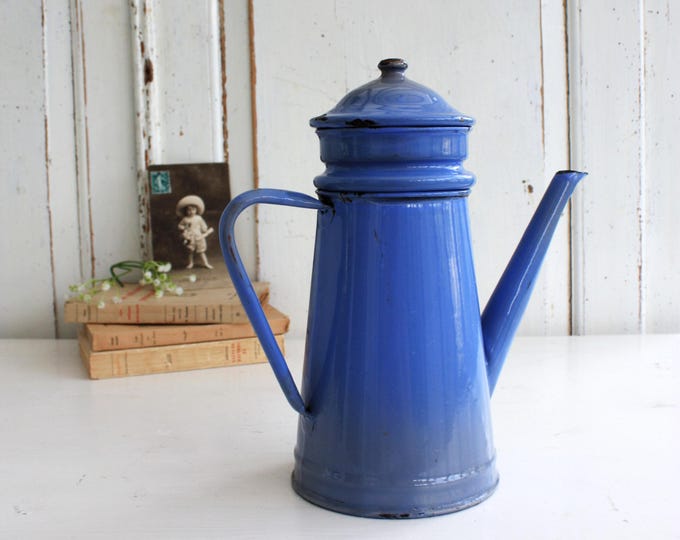 Blue French Enamel Biggin Coffee Pot With Original Filters - Etsy