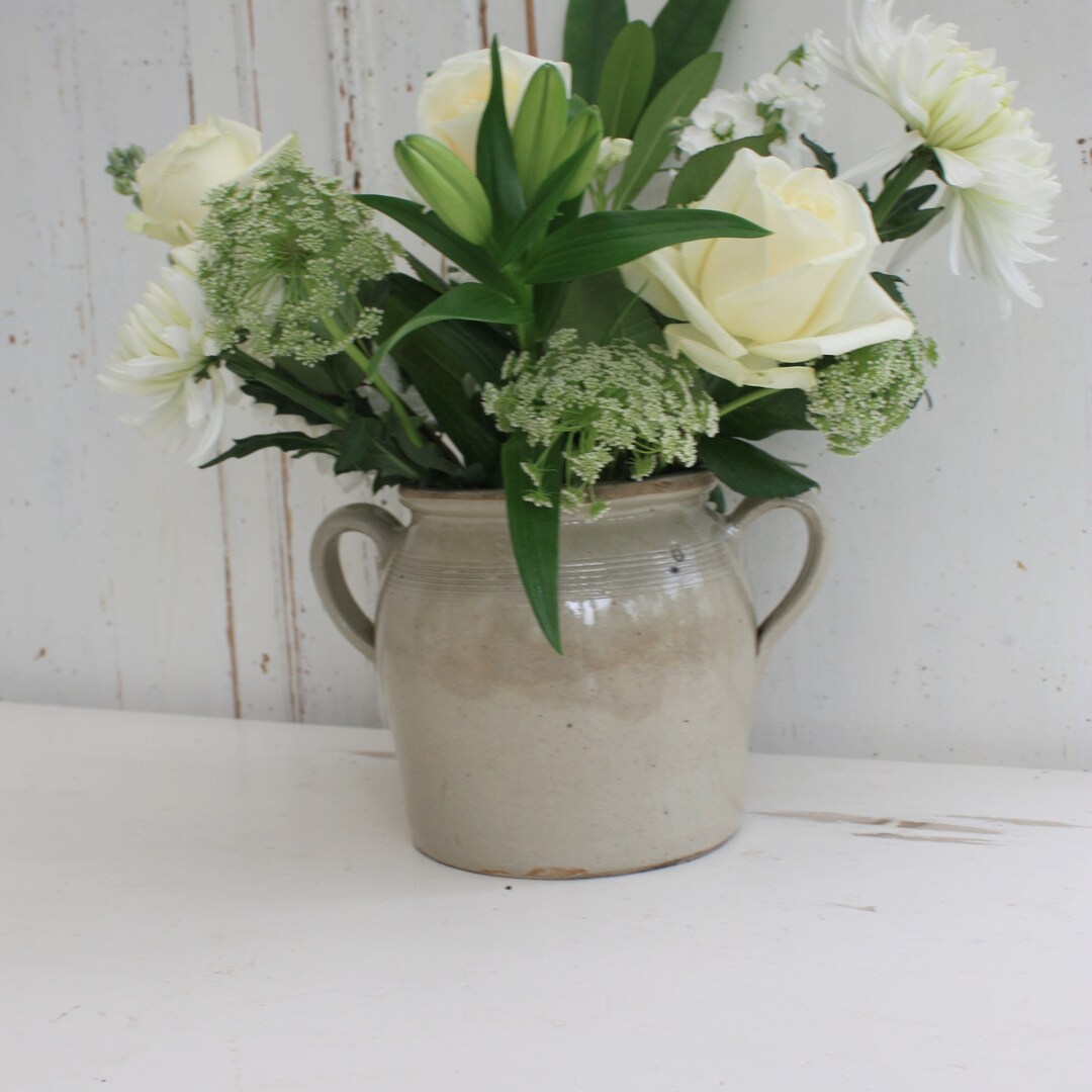 Old French Stoneware Confit Pot, Rustic French Country Kitchen Jar ...