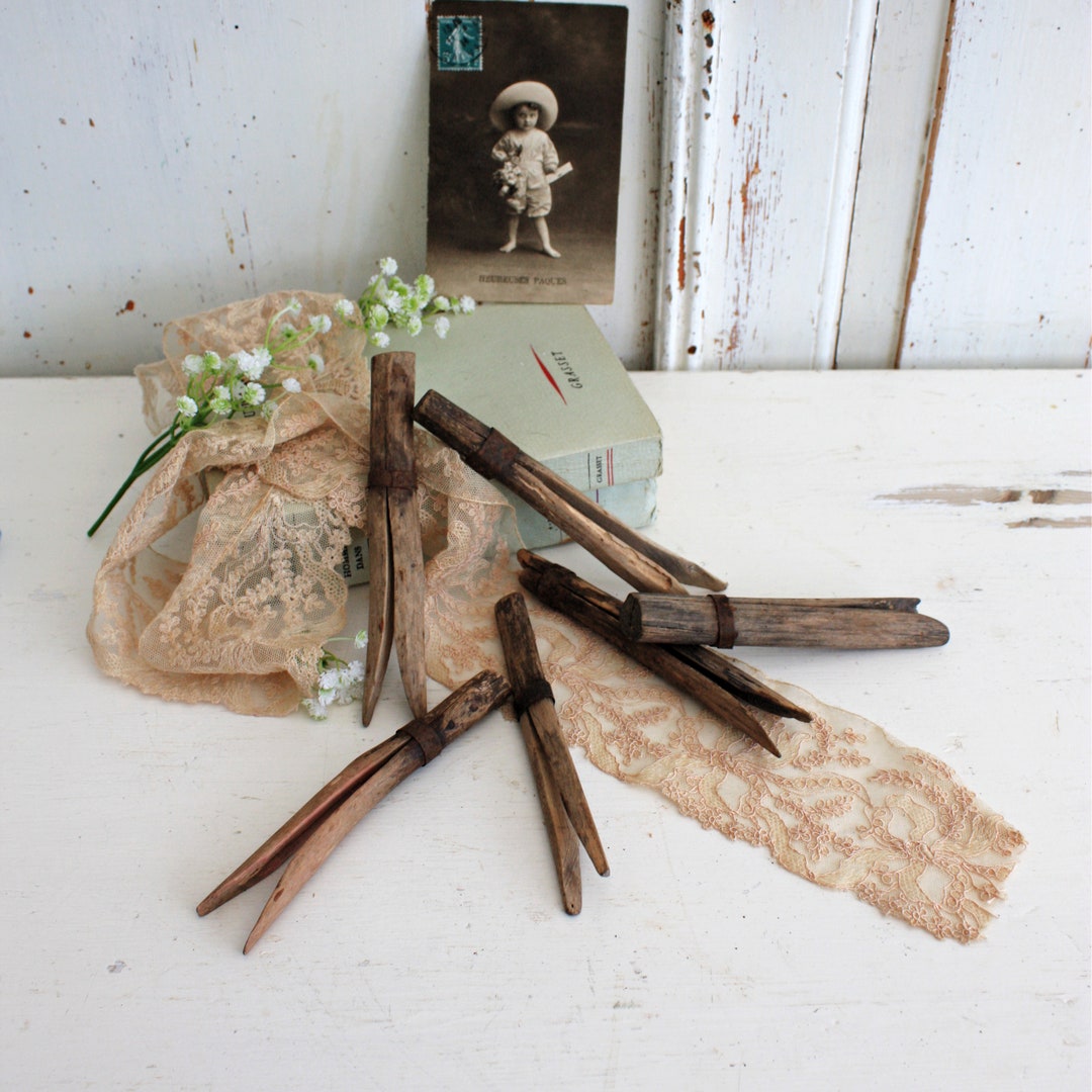 Rustic French Antique Handmade Washing Pegs for Home Decor and Crafts ...
