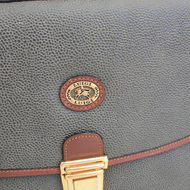 Dark Green and Tan Italian Leather Bag by Luigi - Etsy