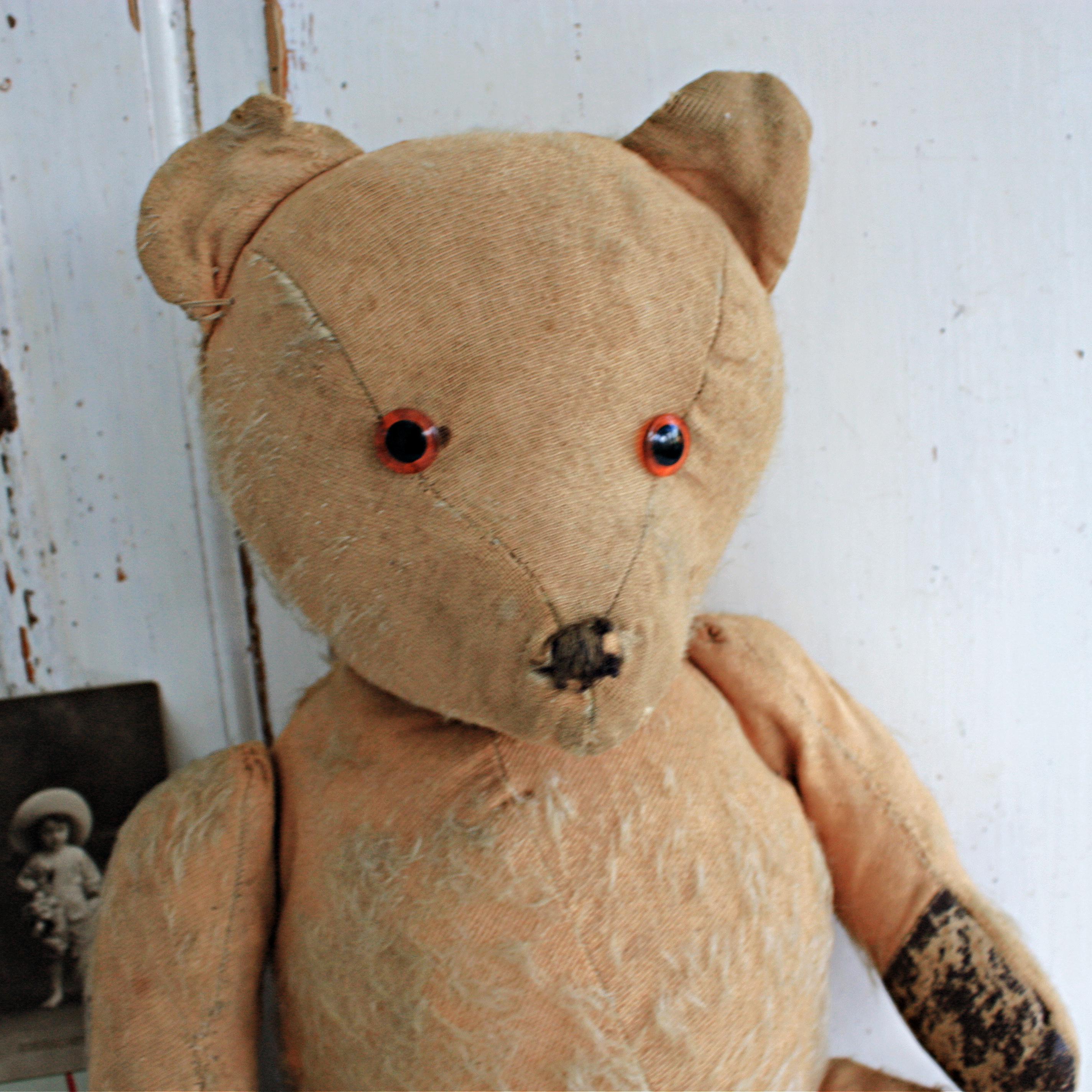 Large Old English Threadbare Teddy Bear 23" , Jointed Mohair - Etsy