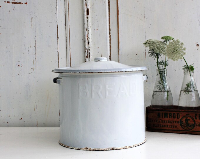 English White Enamel Bread Bin or Retro Kitchen Bread Box - Etsy