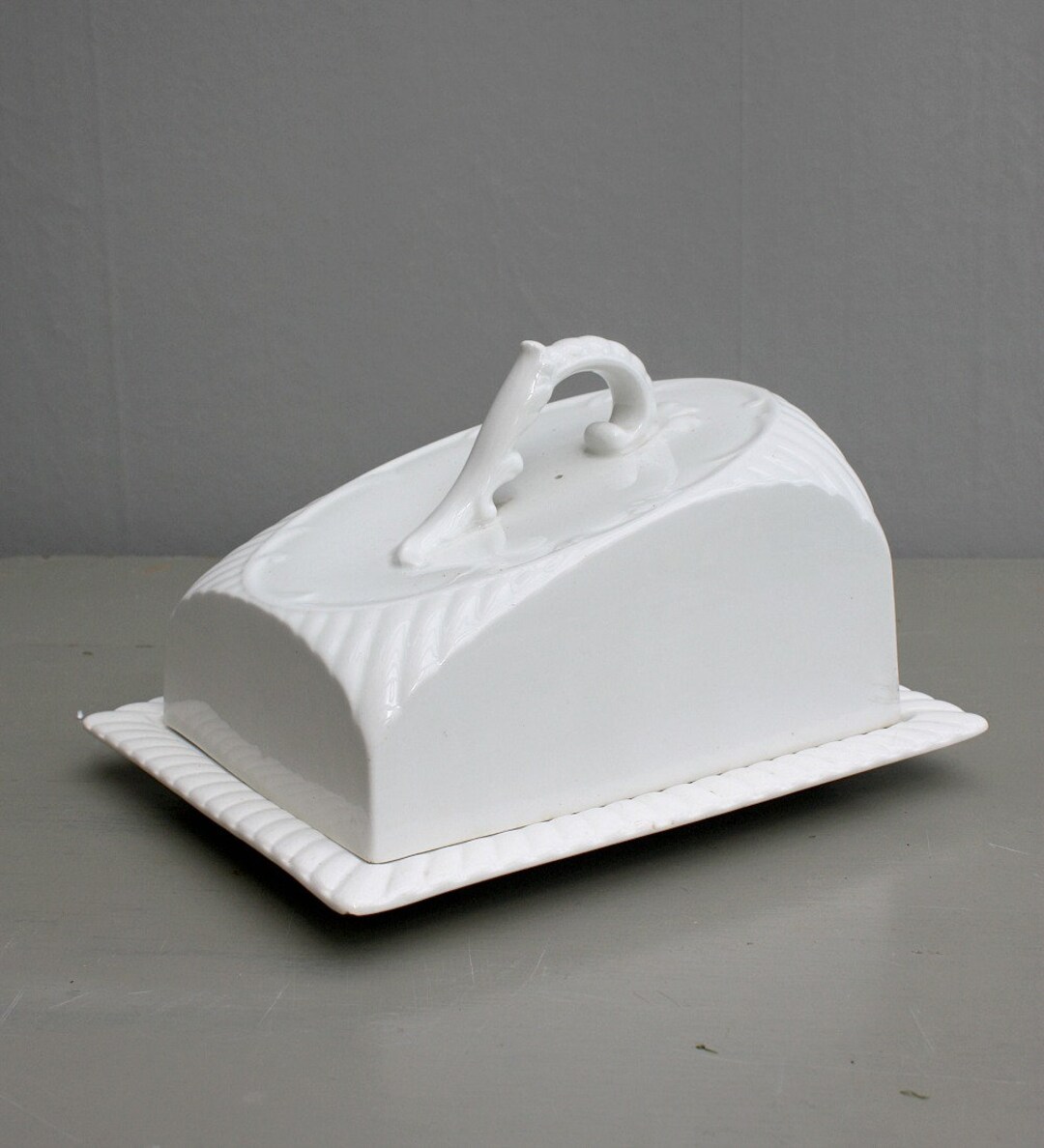 Large English White Vintage Covered Cheese Plate, - Etsy