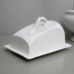 Large English White Vintage Covered Cheese Plate, - Etsy