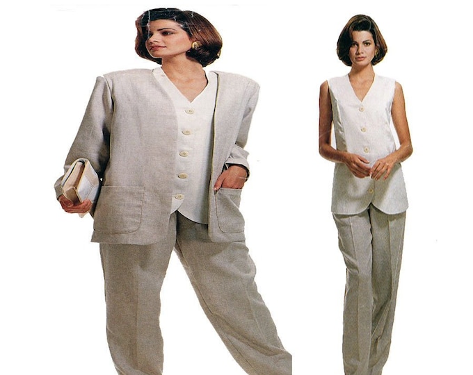 Women, Pant Suit, Sewing Pattern, Mccalls 6972, Long Jacket, No Lapel ...