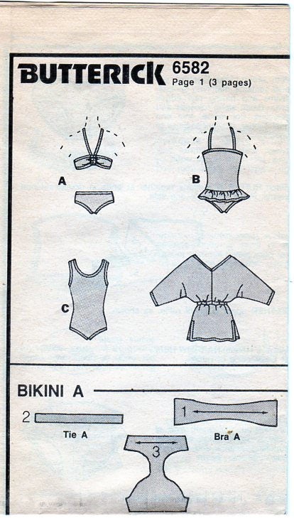 Butterick 6852, Swimsuit, Bikini, Swimwear, Beach Fashion, Teen, Junior ...