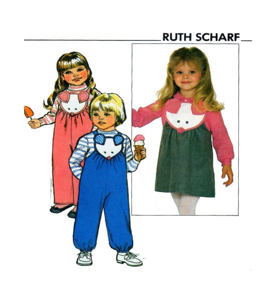 Childrens Bib Overalls, Butterick 4633, Designer RUTH SCHARF, Romper ...