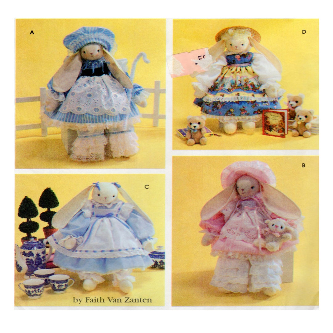 18" Soft Stuffed Victorian Rabbit Bunny With Clothing Sewing Pattern ...