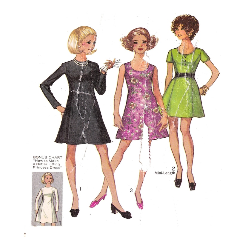 Simplicity 8887, 70s, Aline, Day Dress Sewing Pattern, Short Sleeve ...