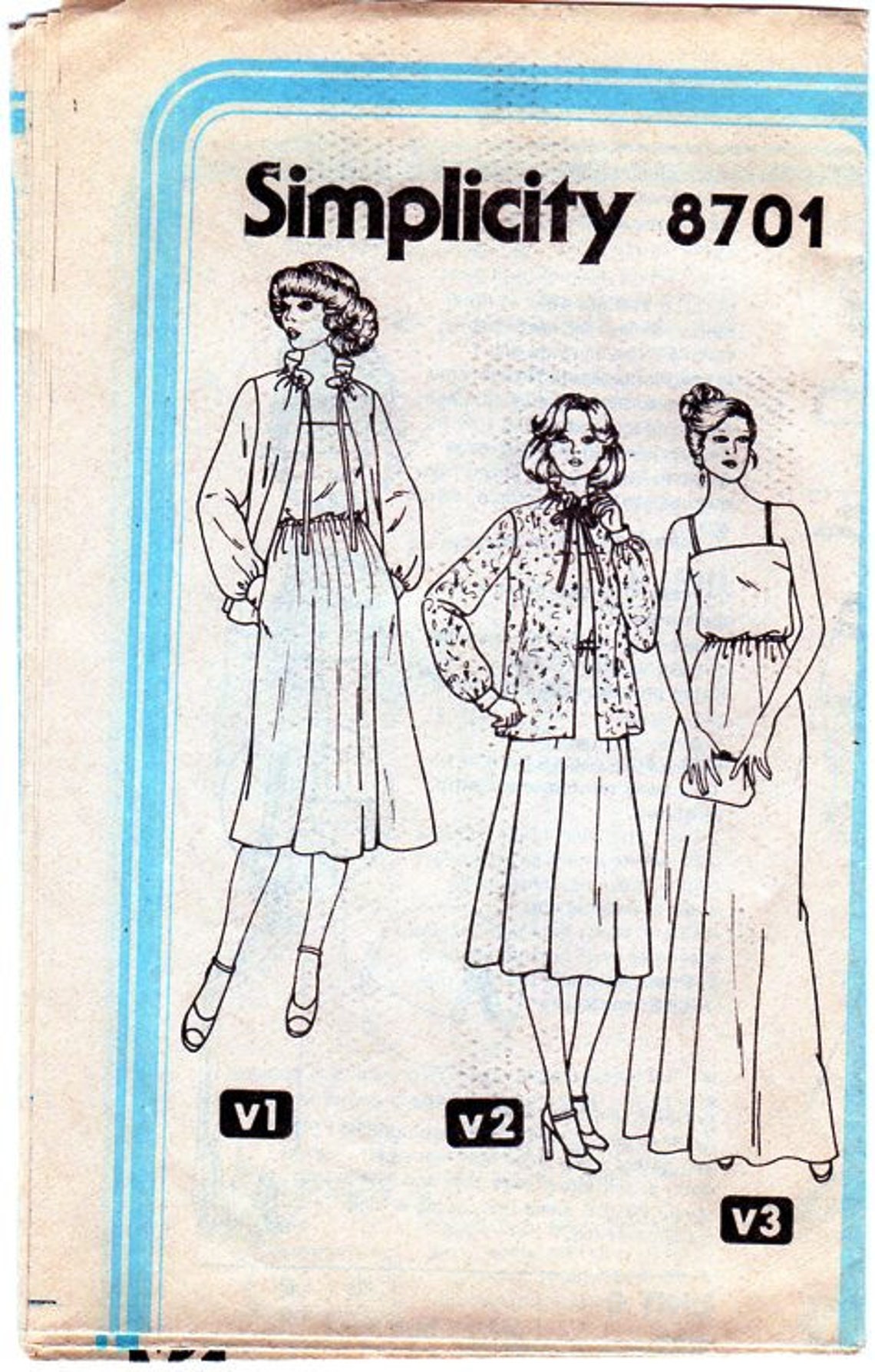 70s Style Simplicity 8701 Size 10 Bust 32 Dress Set | Etsy