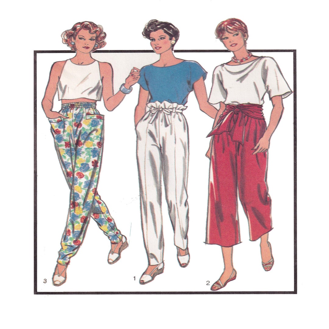 Style 4598, Women Pants Sewing Pattern, Pull on Elastic Waist, Crop ...