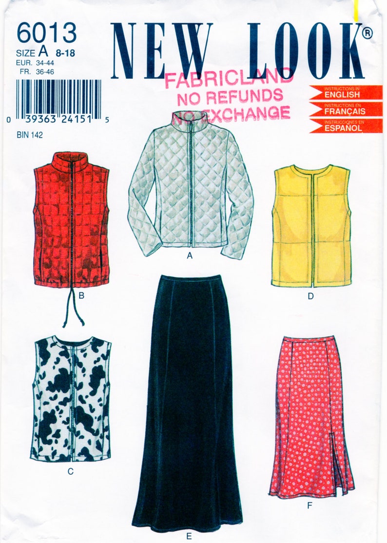New Look 6013 Women Coordinates Sewing Pattern Vest - Etsy