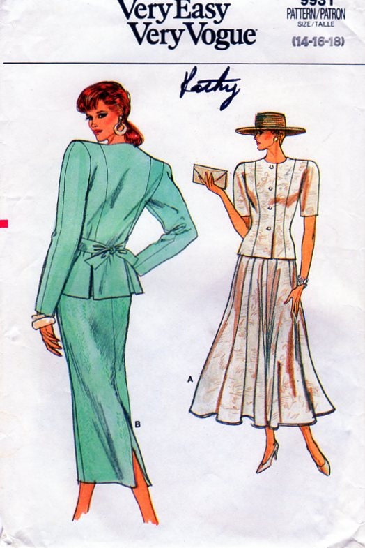 VOGUE 9931, Women Suit, Sewing Pattern, Fitted, Button Front Jacket ...