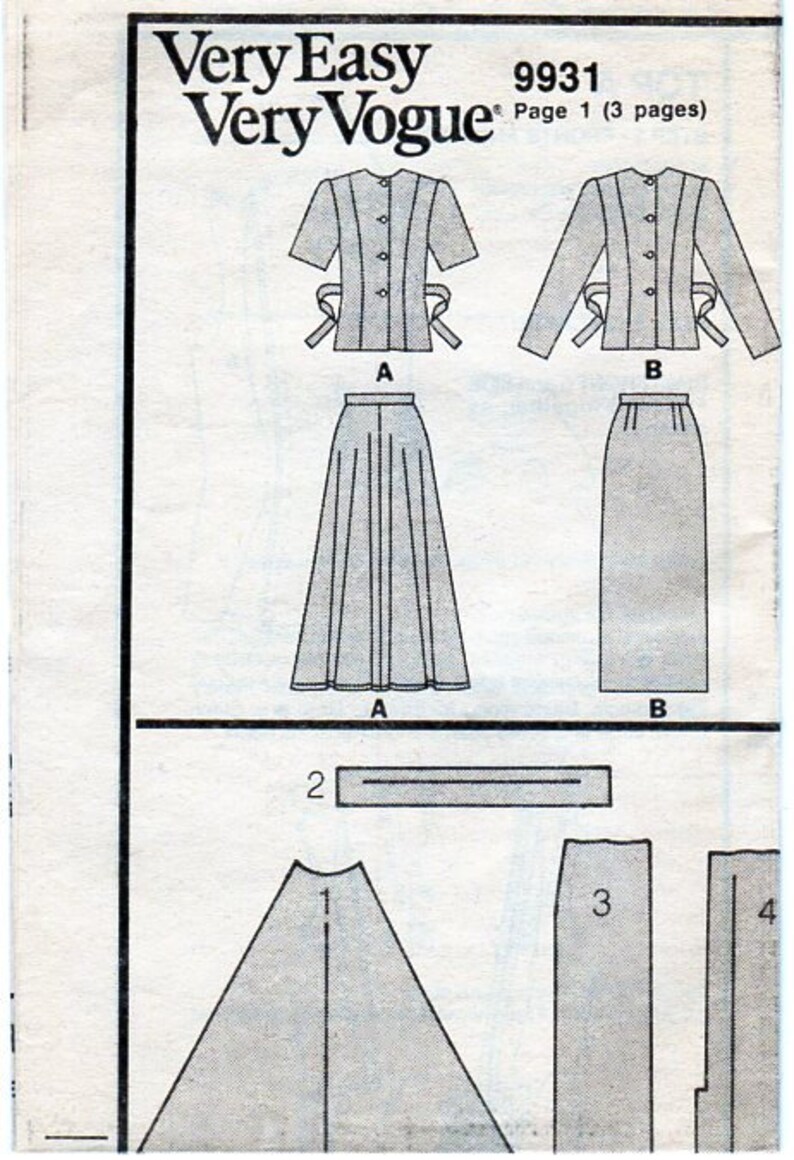 VOGUE 9931, Women Suit, Sewing Pattern, Fitted, Button Front Jacket ...