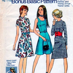 70s, Dress Sewing Pattern, Simplicity 9552, Short Sleeve, High, Round ...