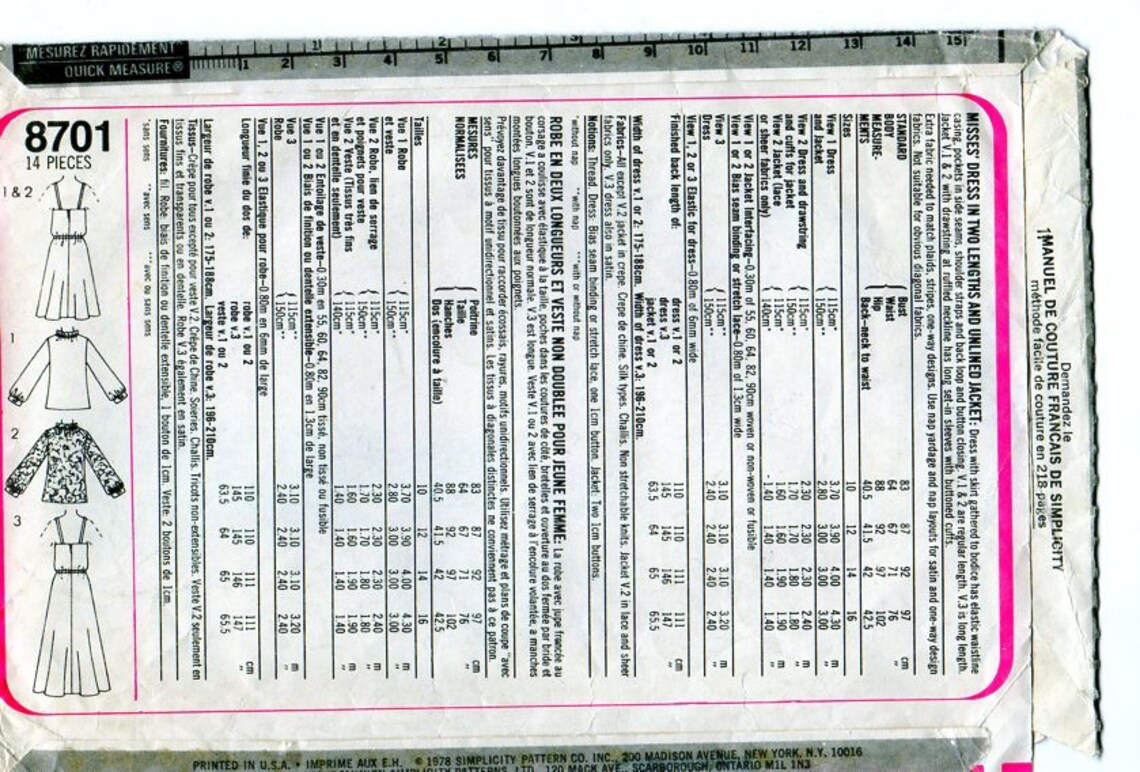 70s Style Simplicity 8701 Size 10 Bust 32 Dress Set - Etsy